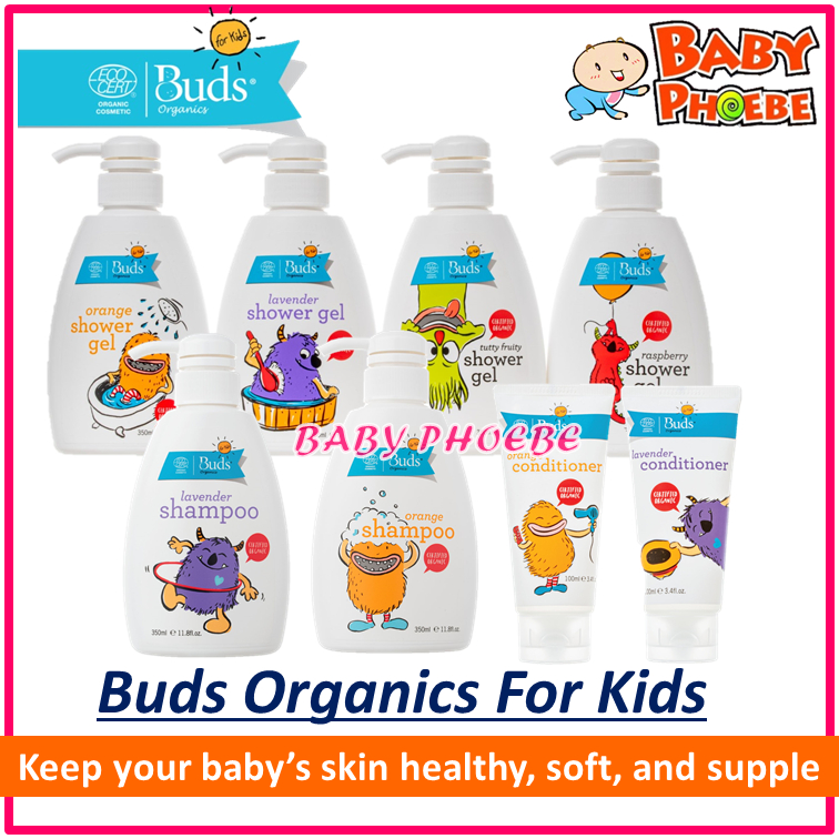 Buds For Kids Organics Kids Shower Gel 350ml/Kids Shampoo 350ml/Kids ...