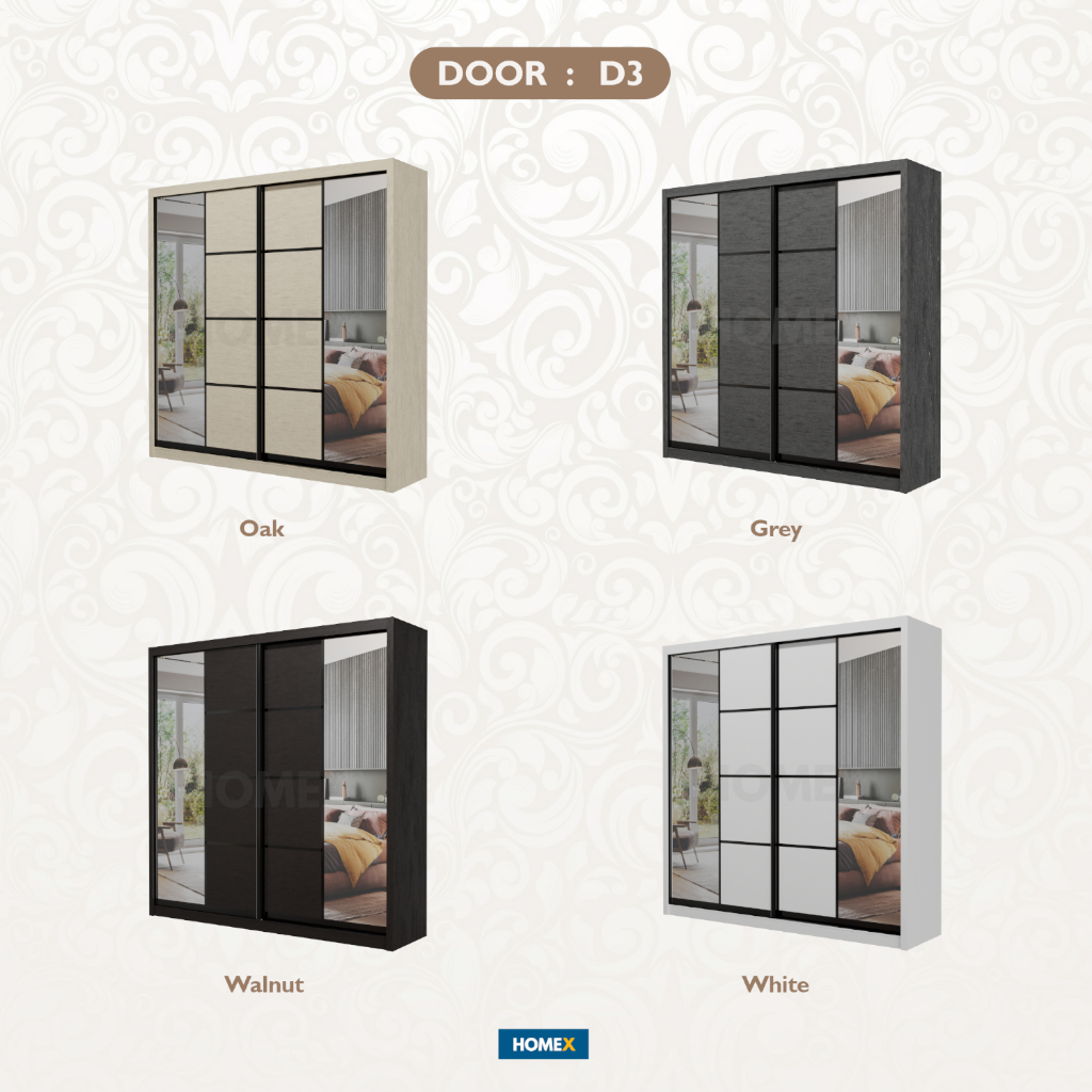 FREE INSTALL Almari Baju Wardrobe Sliding Door Anti-Jump Cabinet ...