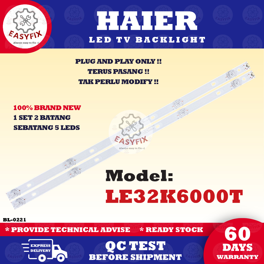 LE32K6000T HAIER 32 INCH LED TV BACKLIGHT (LAMPU TV) 32" BACKLIGHT ...