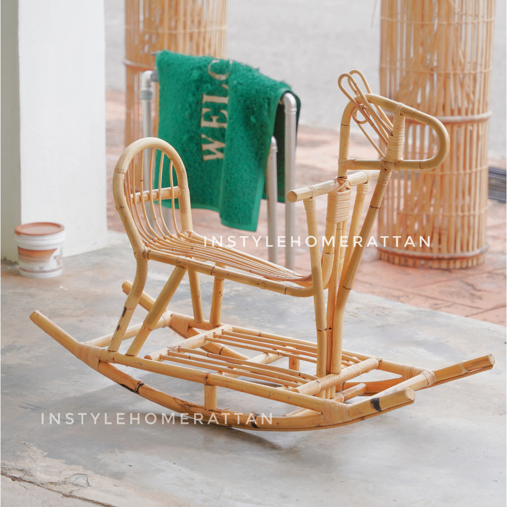 Kuda rotan Kanak kanak Rocking Horse Kids Rattan Family Baby | Shopee ...