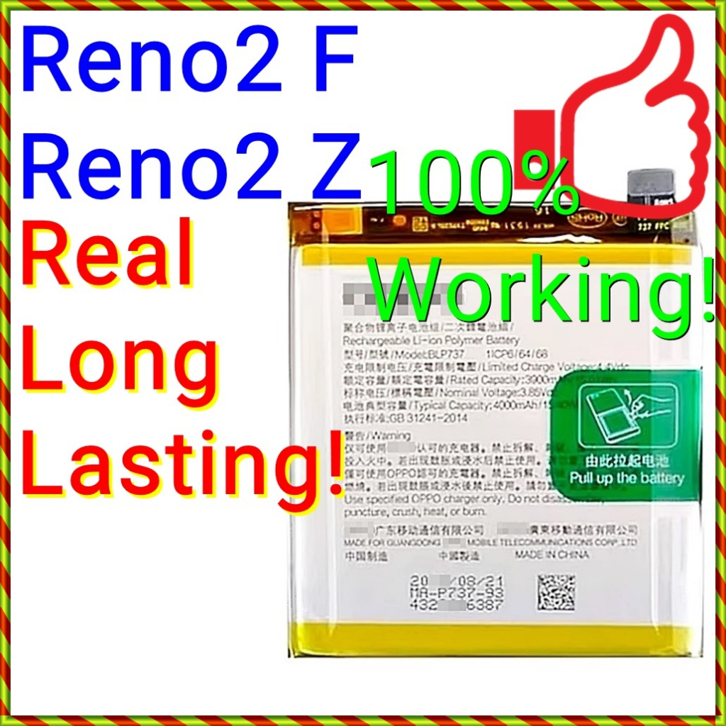 (20W VOOC Charge) NEW ORI Long Lasting Stable Battery BLP737 Oppo Reno2 ...