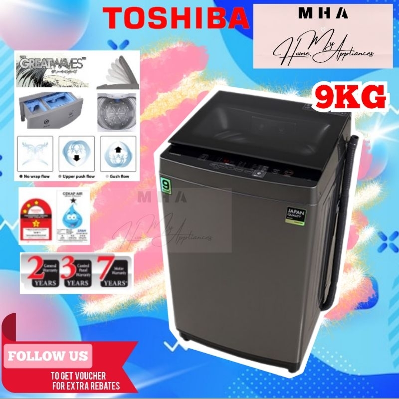 TOSHIBA WASHING MACHINE GREATWAVES WASHER 7KG 9KG AW-J800AM AW-J1000 ...