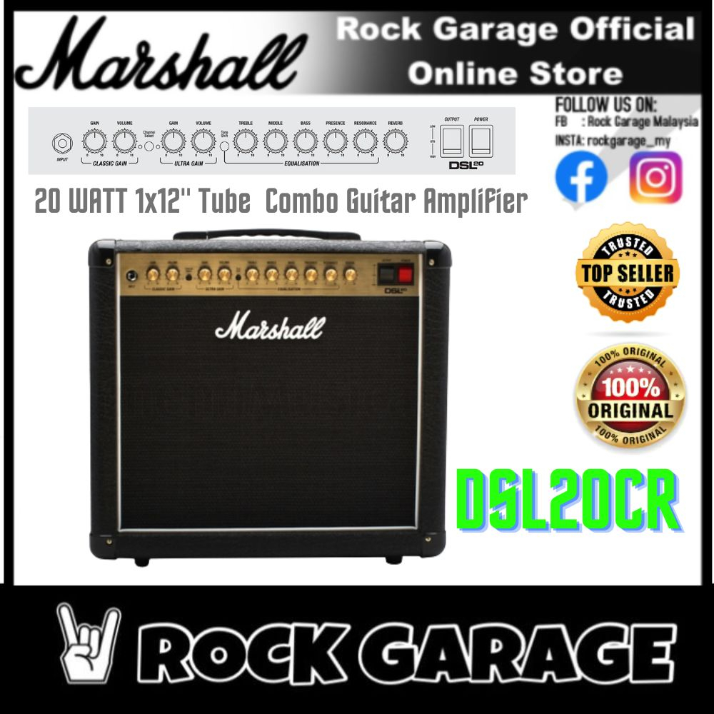 Marshall DSL20CR - 20 Watt 1x12" Tube Combo Guitar Amplifier (DSL20-CR ...