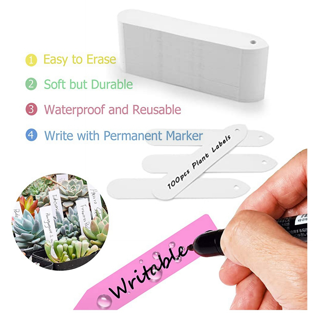 100pcs 10*2cm Garden Sticks for Potted Plants PVC Hanging Label Tag ...