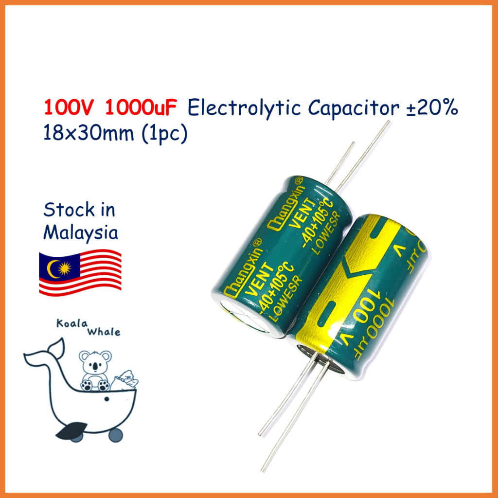 100V 1000uF Electrolytic Capacitor Kapasitor Elco 18x30mm 100V1000UF ...