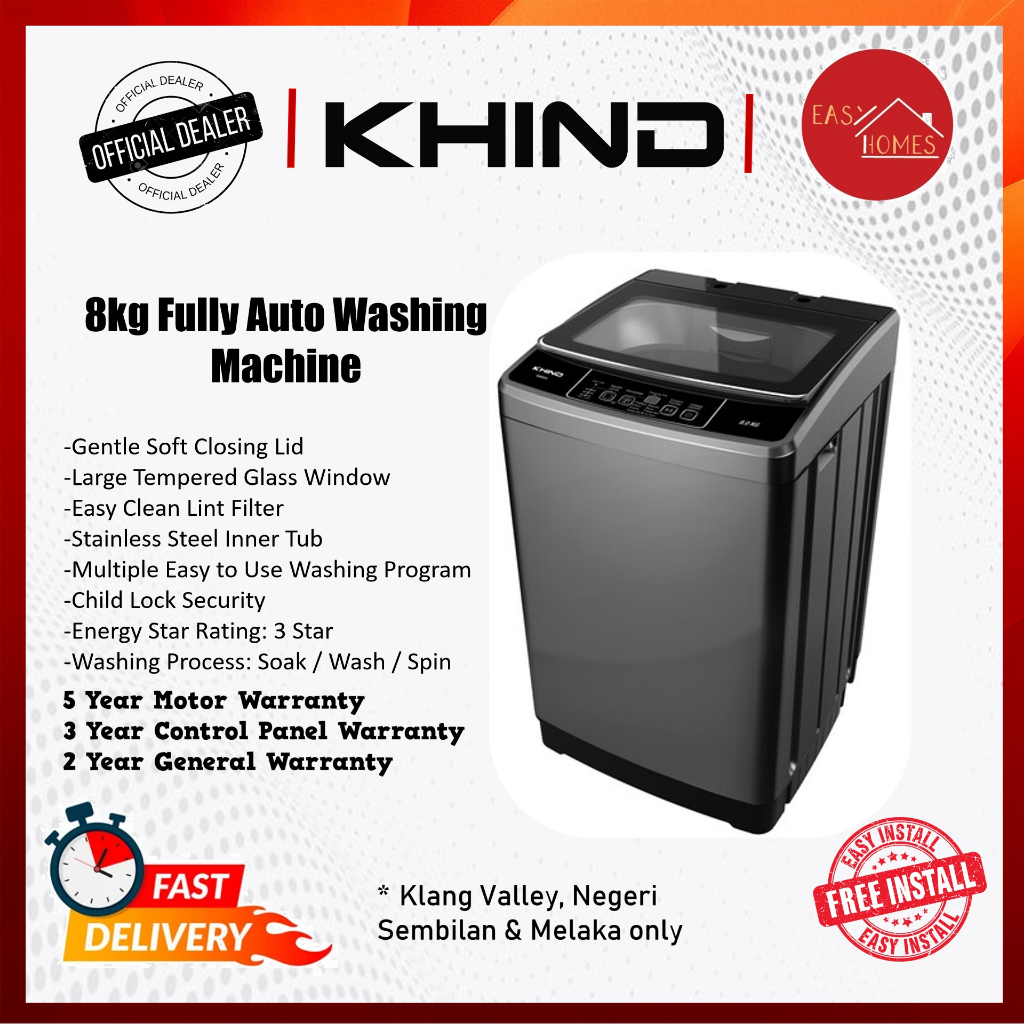 Khind Fully Auto Washing Machine WM80A (8KG) | Shopee Malaysia
