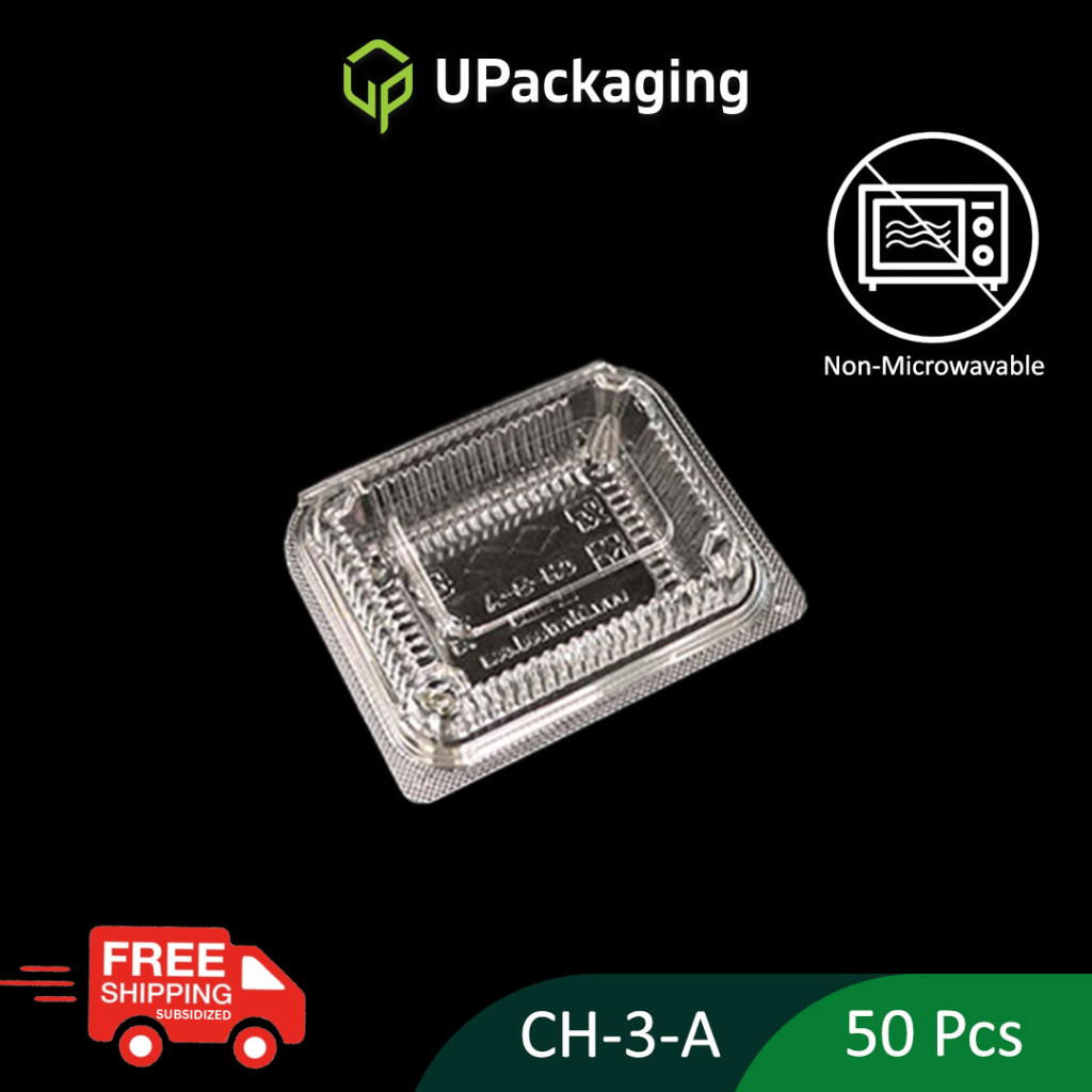 [50 Pcs] CH-3-A Transparent Clamshell Container Plastic Locking Food ...