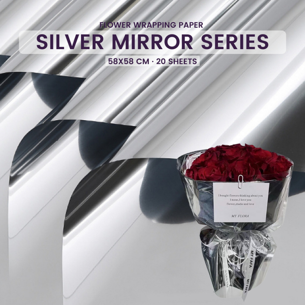 [20Sheets] 58x58cm · Silver Mirror Series Paper Flower Wrapping Paper ...