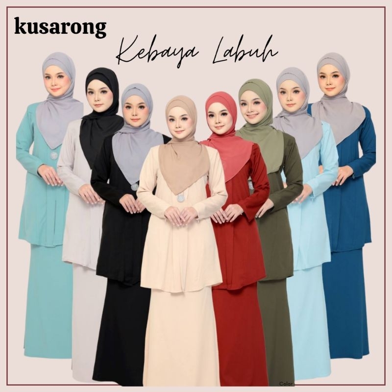 Kebaya Labuh Moden Klasik Tradisional Plain Kosong S - 4XL | Shopee ...