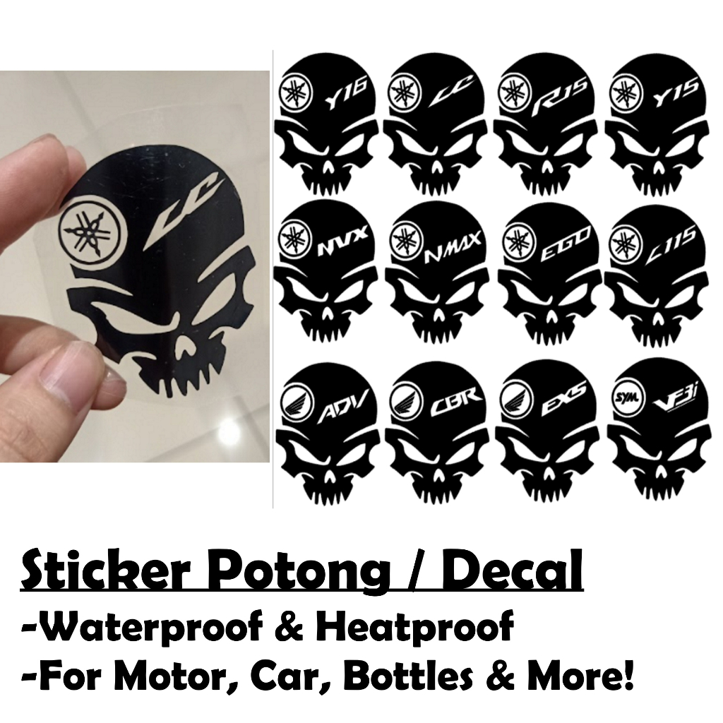 [STICKER POTONG / DECAL] YAMAHA SKULL SKELETON MOTOR Y15 LC135 Y16 R15 ...