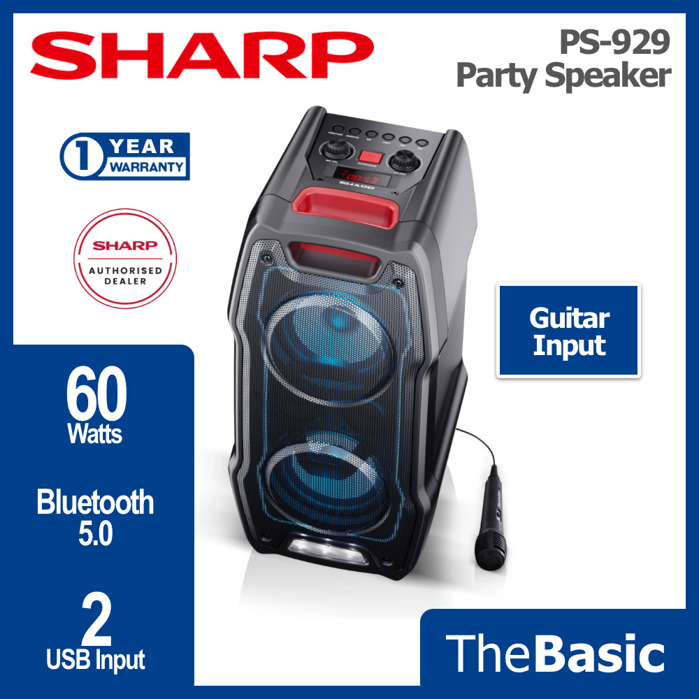 SHARP 60w Karaoke Portable Party Speaker Audio System ( PS-929 / PS929 ...