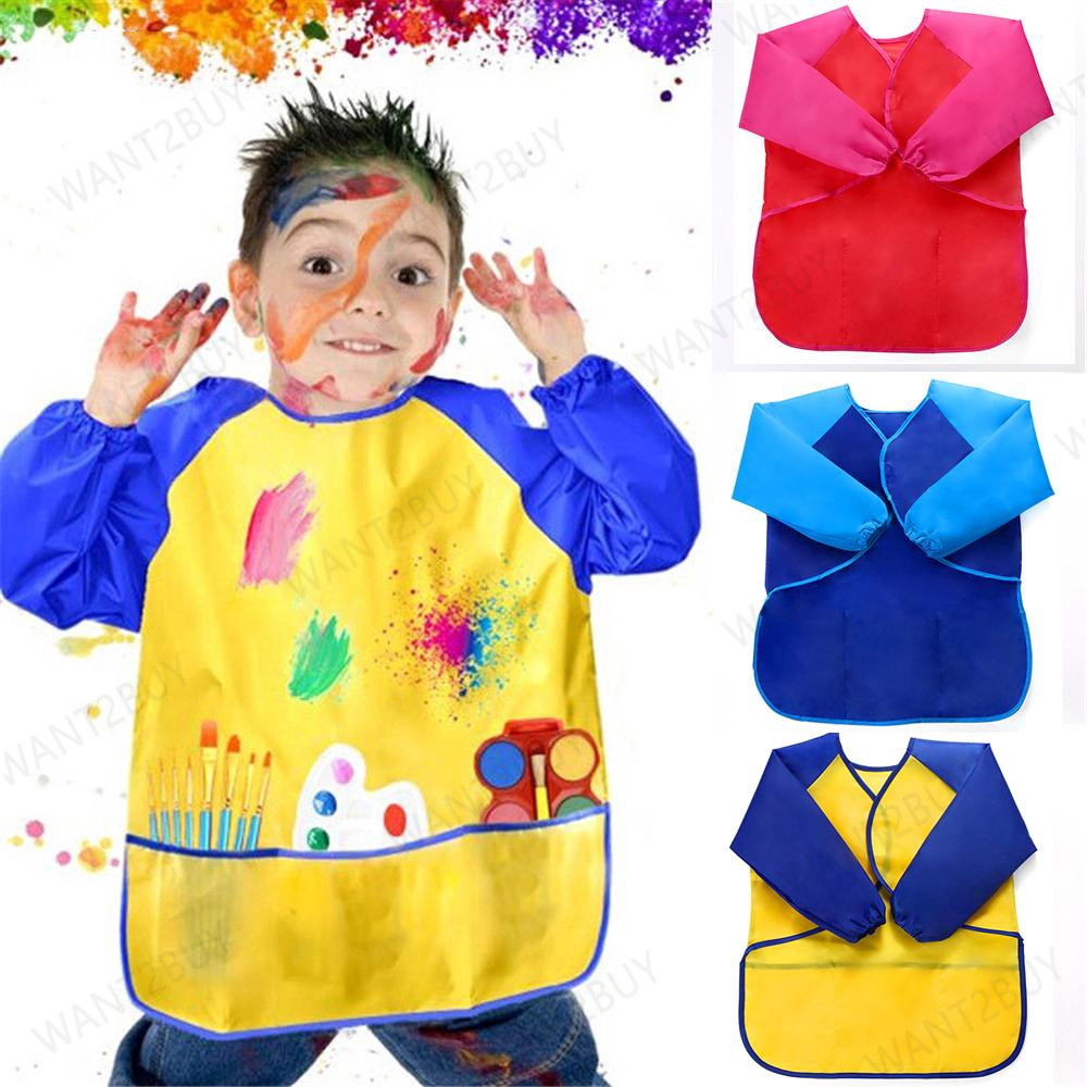 Polyester Kids Smock Kids Art Smock Long Sleeve Apron – Waterproof ...