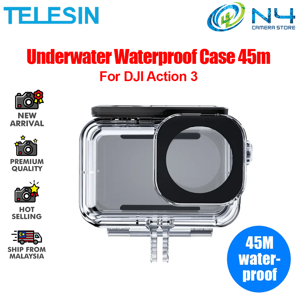 TELESIN 45M Waterproof Housing Case For DJI Action 4 , Action 3 WTP-003 Underwater Case ...