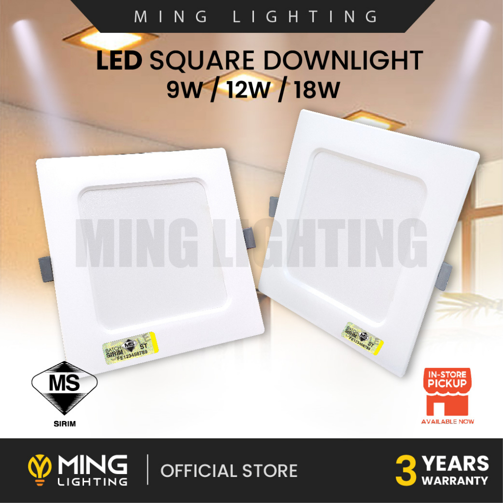 (Sirim) LED 9W 12W 18W Square Downlight Recessed Ceiling Down Light ...