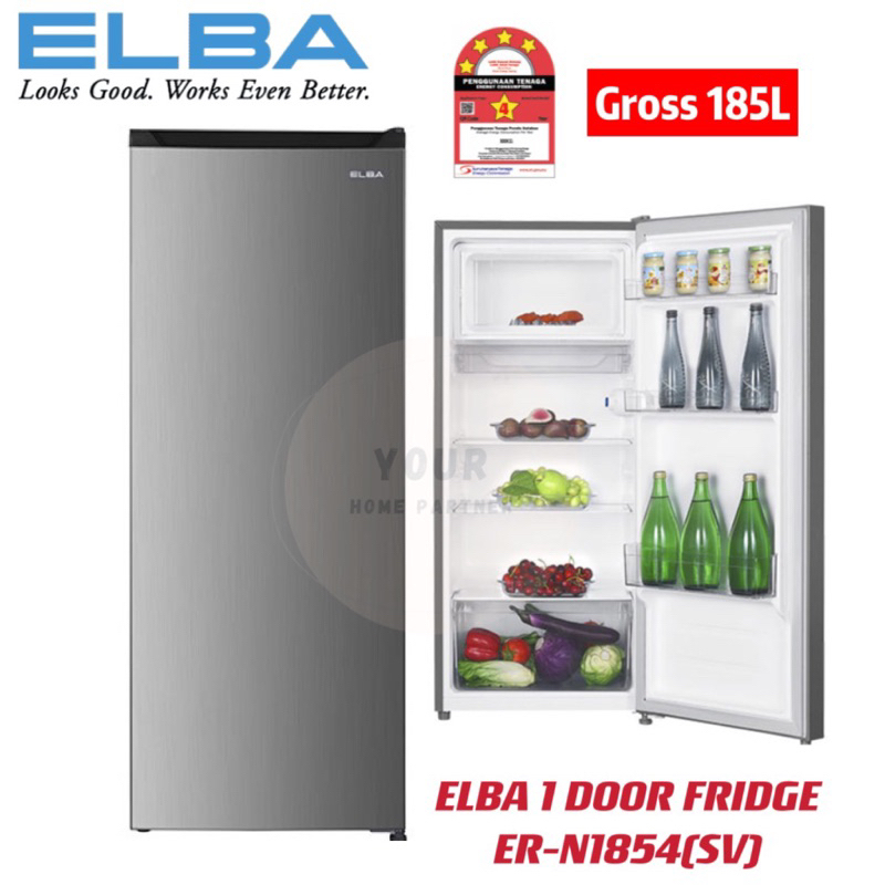 [NUR SEDA]Elba Fridge Single 1 Door ER-N1854(SV) Gross 185L Capacity ...