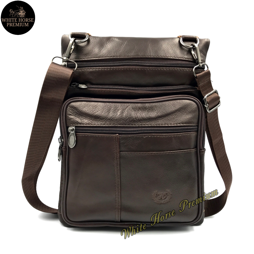 Beg Kulit Lembu Beg Sandang Nipis Lelaki Cowhide Leather Sling Bag Men ...