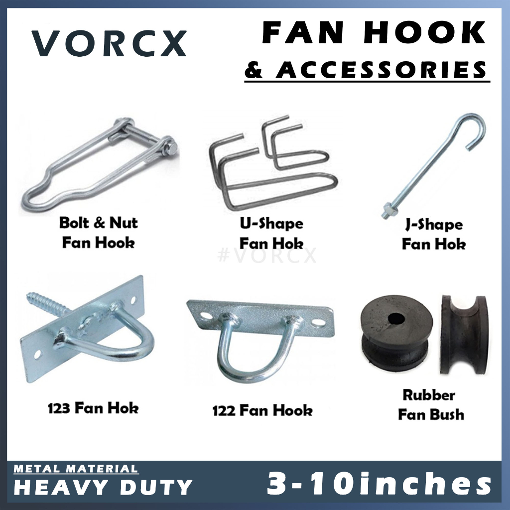 Fan Hook Bolt & Nut J Type U Shape 123 122 Screw Rubber Fan Bush ...