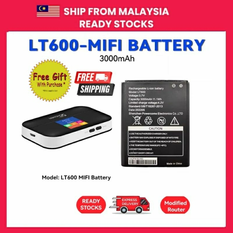 LT600 battery, 3000mAh battery, MIFI battery lithium battery | Shopee ...