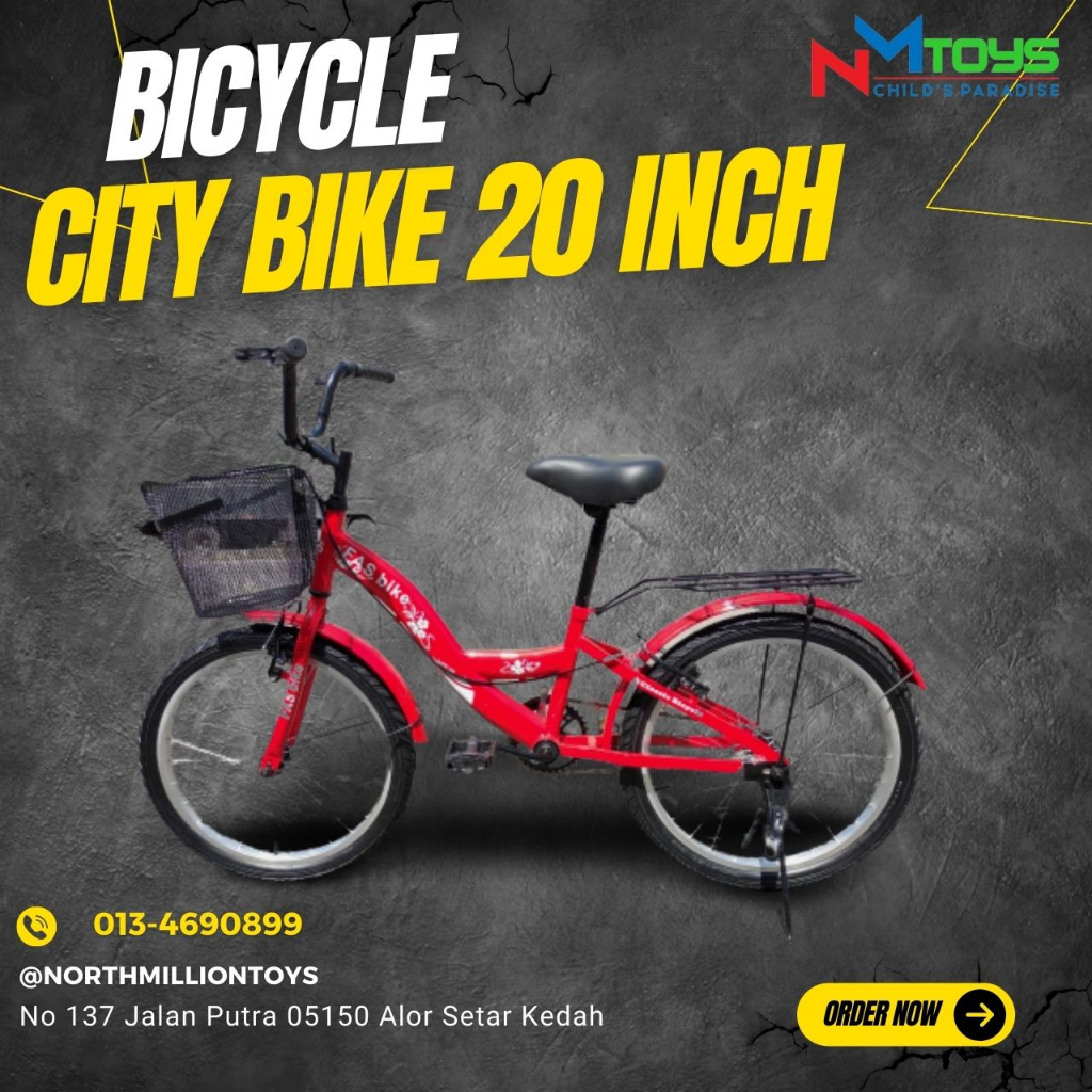 Basikal mini 20 inci perempuan dengan pelantar dan raga sesuai untuk ke ...