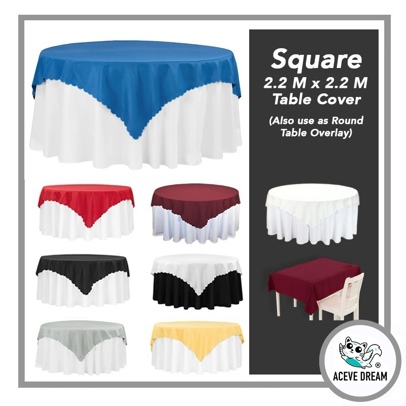 ACEVE DREAM READY STOCK Plain 2.2M (7.2FT) Square Round Table Top Cloth ...
