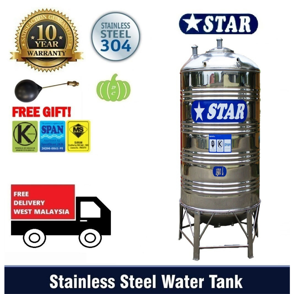 Star 304 Stainless Steel Water Tank Slim & Tall With Stand 850 - 5000 ...