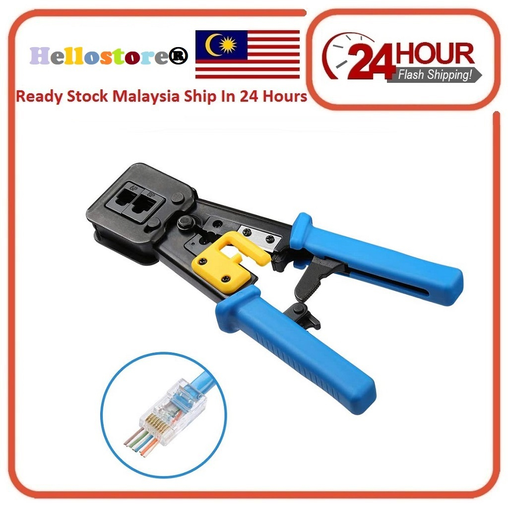 RJ45 Crimp Tool Pass Through Cat5 Cat5e Cat6 Crimping Tool for RJ45 ...