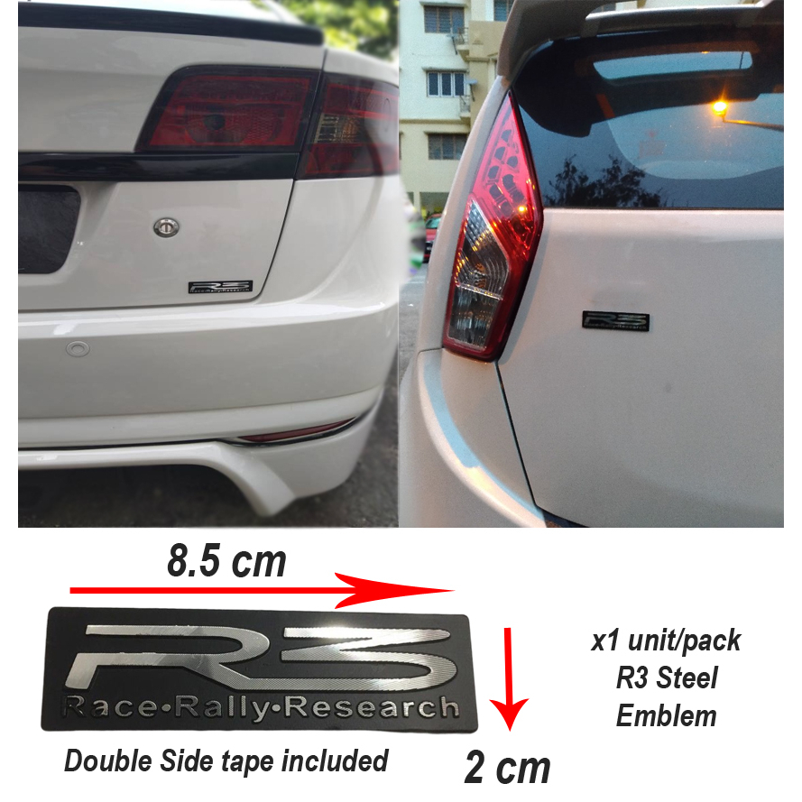 1(Pc) R3 Steel Emblem (With 3M Double Side Tape) | Shopee Malaysia