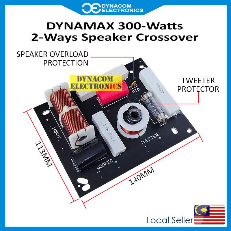 DYNAMAX 300W SRAZDX-C0300 2 Way Speaker Crossover 300 Watts [Crossover ...