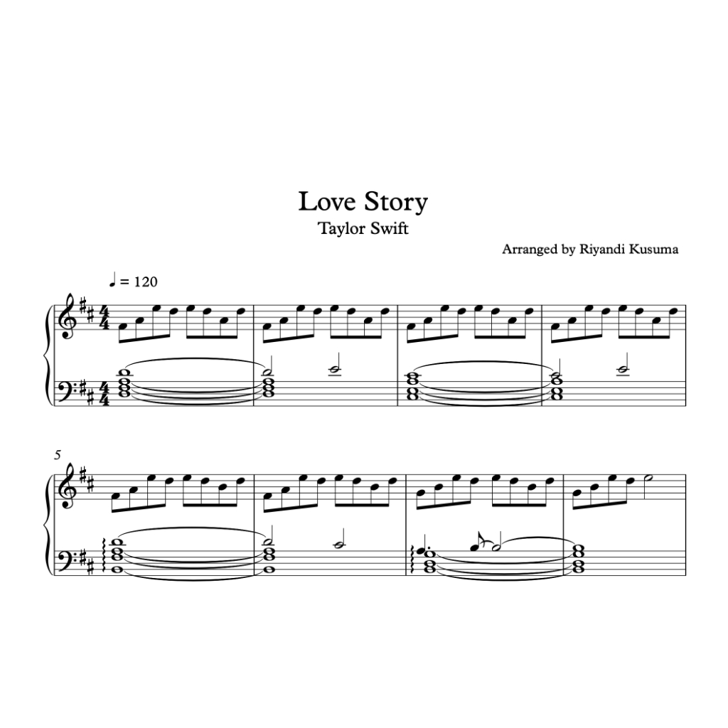 Love Story - Taylor Swift Sheet Music by Riyandi Kusuma [Piano Sheet ...