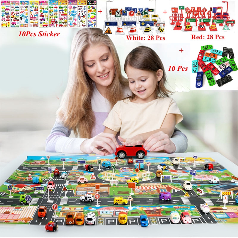77Pcs Kids Toys City PARKING LOT Roadmap Map DIY Car Model Toys ...