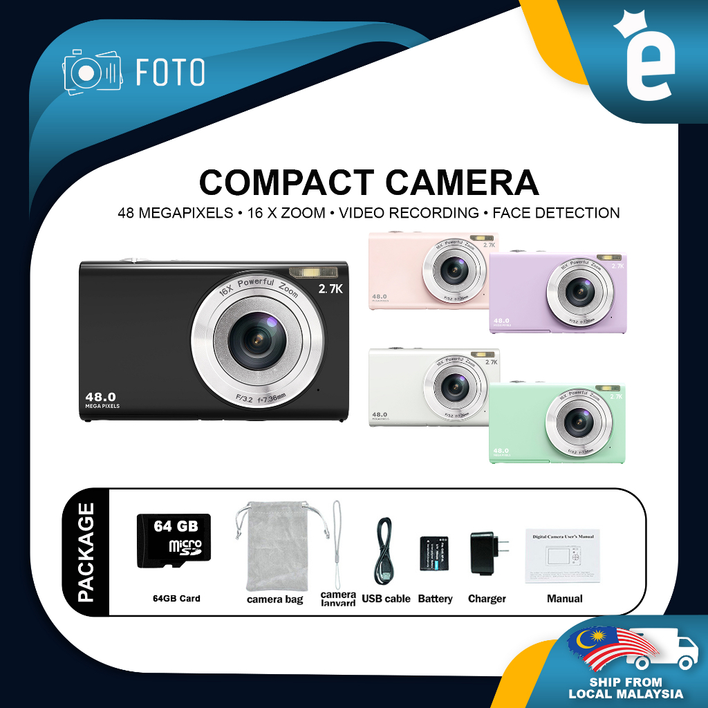 FOTO DC402 CCD Digital Camera FHD 2.7K 48MP, 2.8 Inch LCD Camera with ...