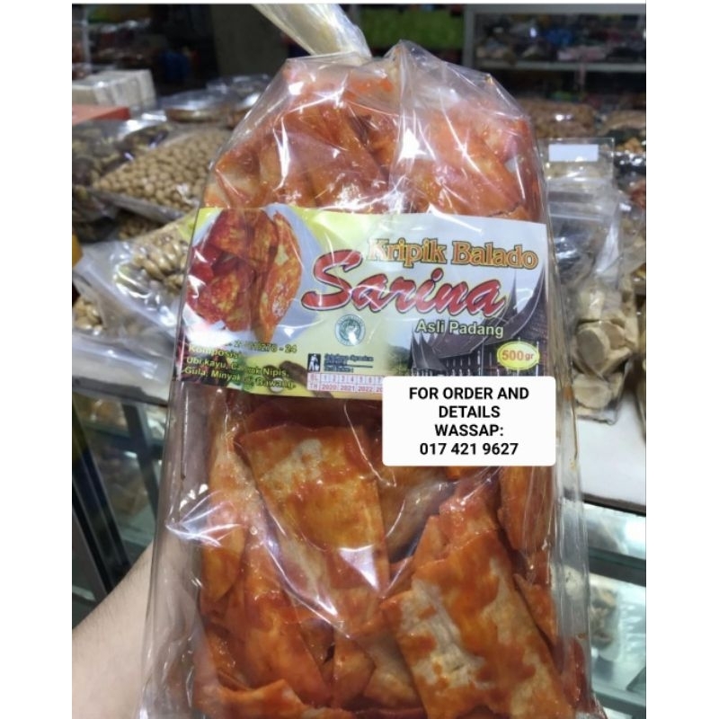 Keripik Padang Balado Sarina, Keripik Asli Padang, PADANG SPICY ...