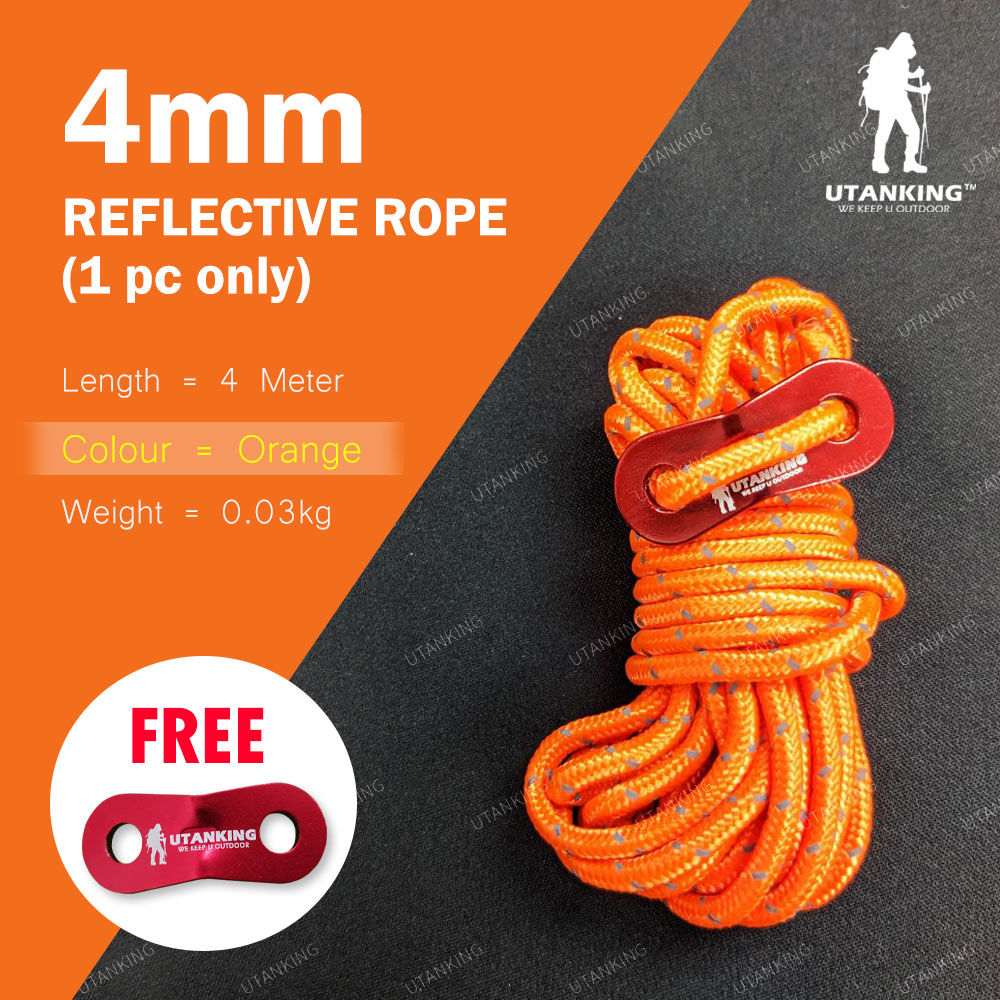 UtanKing™ 4 Meter Reflective Camping Rope Tent Ropes Flysheet Tensioner ...