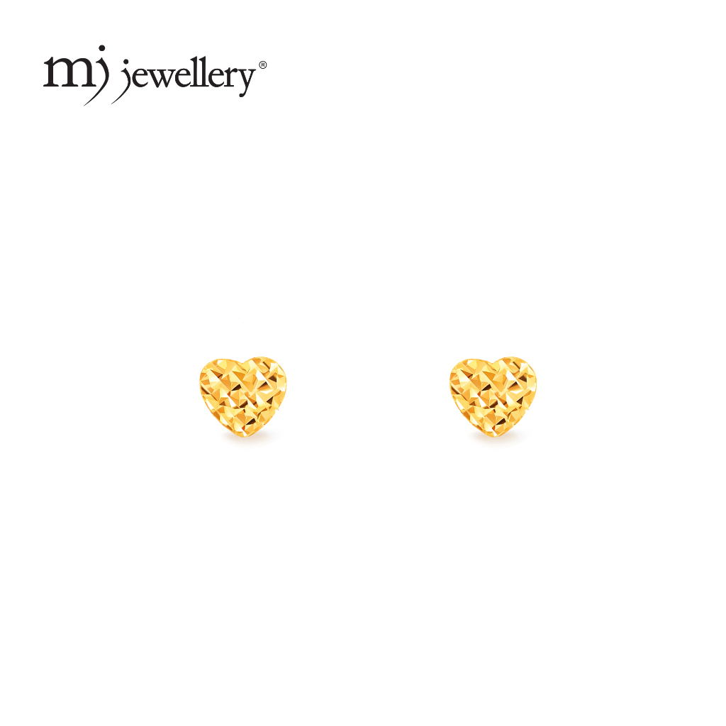 MJ Jewellery Gold Half Love Earrings S100 (S Size) , 375 Gold & 916 ...
