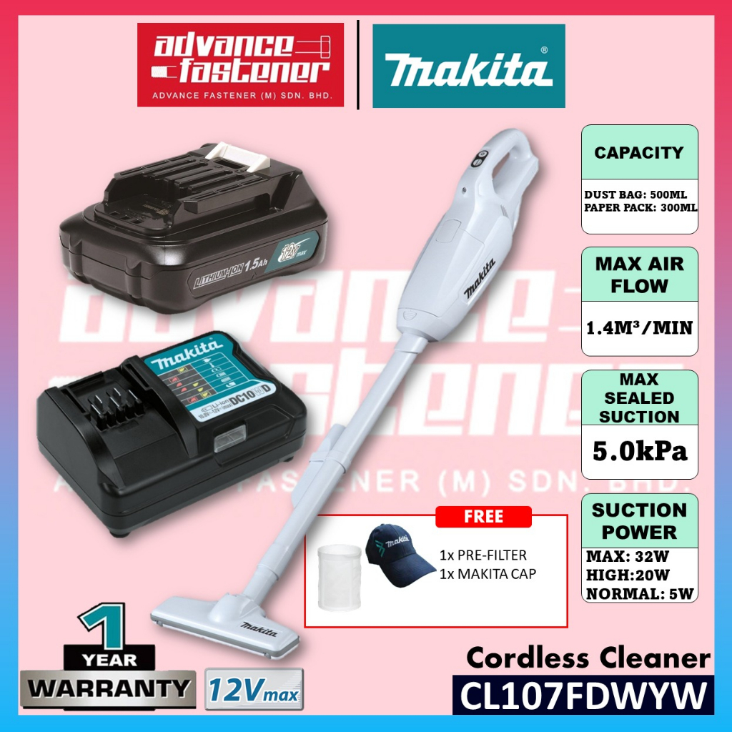 🔥Special Offer🔥 MAKITA CL107FDWYW / CL107FDZW 12Vmax Cordless Vacuum Cleaner | Shopee Malaysia