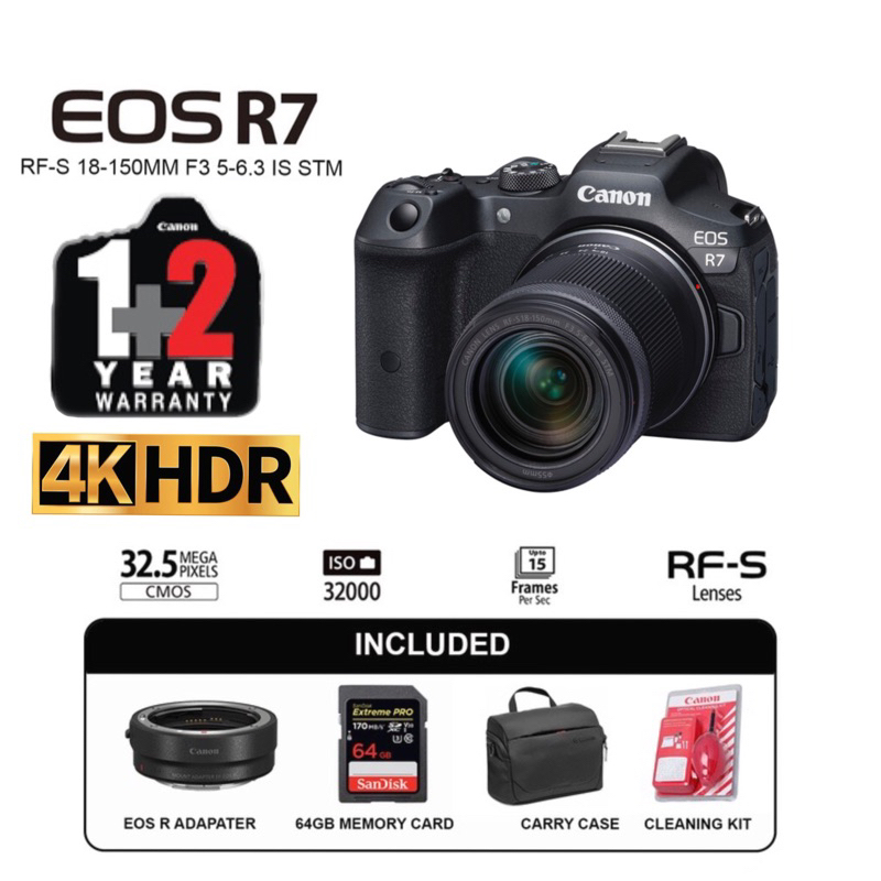 (Canon Malaysia)Canon EOS R7 18-150mm kit lens free 64gb/adapter/bag ...