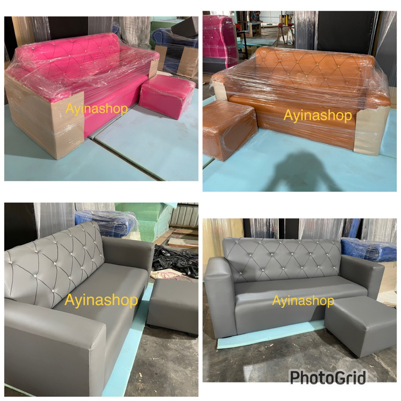 High Quality PVC Sofa 3 Seater L Shape Sofa free 1Stool Sofa 3 Sofa ...