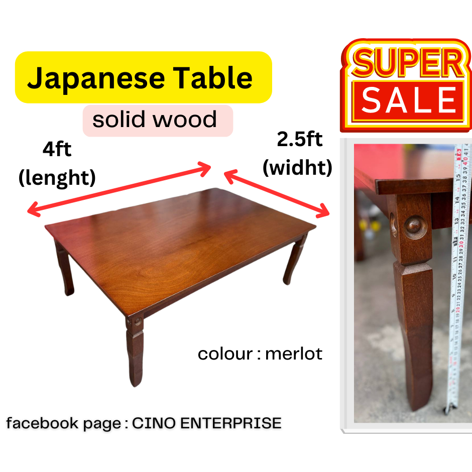 2.5ft X 4ft Japanese Table Solid Wood Modern Style Meja Kayu Meja Jepun ...