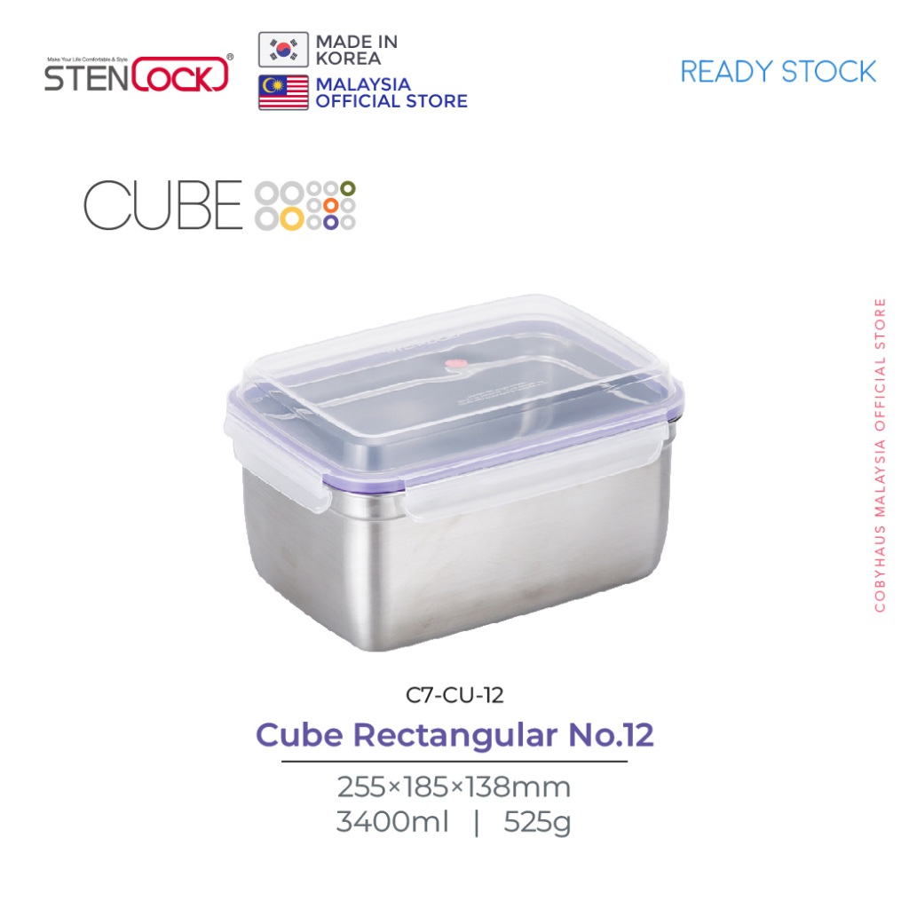 STENLOCK Korea Stainless Steel 304 Airtight Food Container Cube Rectangle | Shopee Malaysia