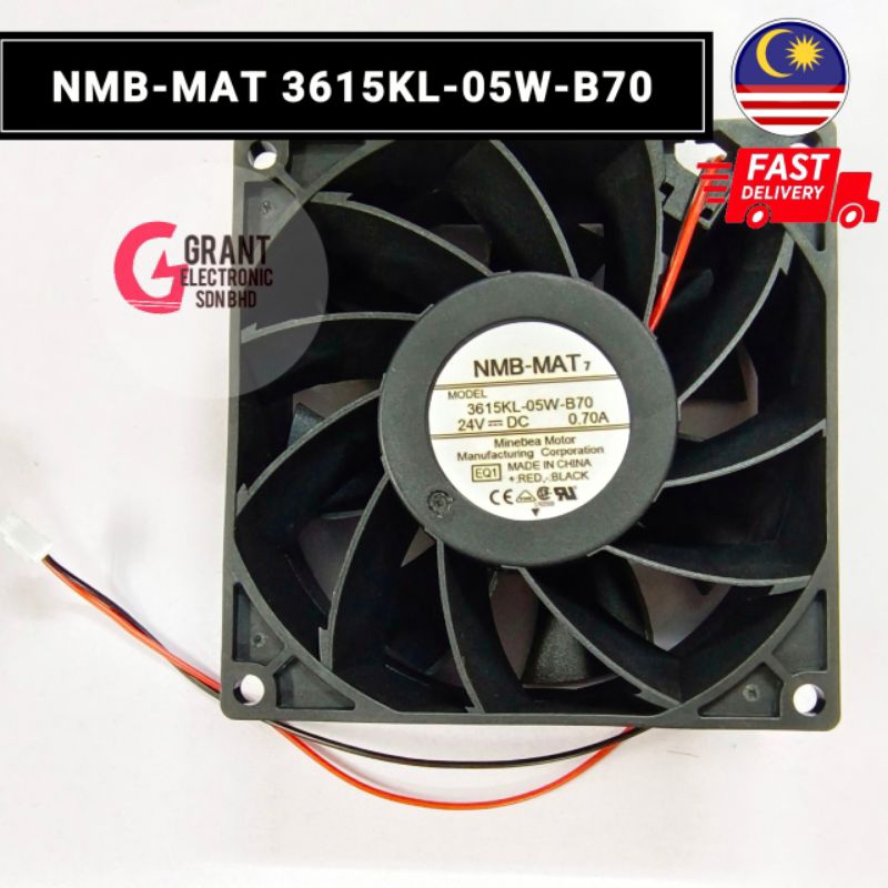 NMB-MAT 3615KL-05W-B70 Fan DC24V 0.70A 2pin 2wire 90x90x37mm | Shopee ...