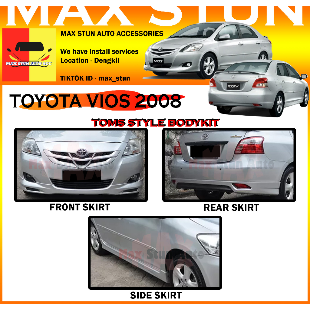 TOYOTA VIOS NCP93 2007-2013 TOMS STYLE FULLSET BODYKIT (TOM) SKIRT LIP ...