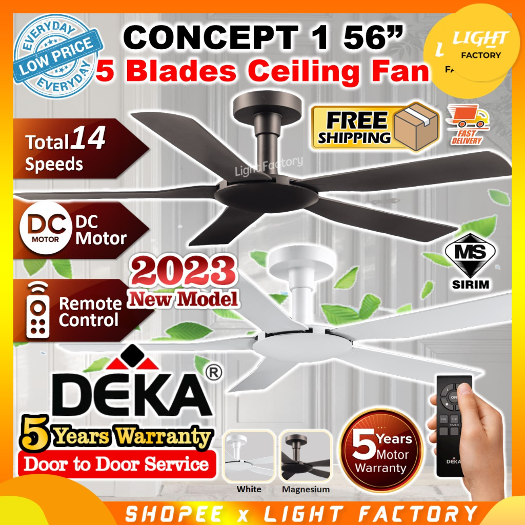 🔥NEW🔥DEKA CONCEPT 1 56" 5 Blades DC Motor Total 14 Speed Remote Control ...