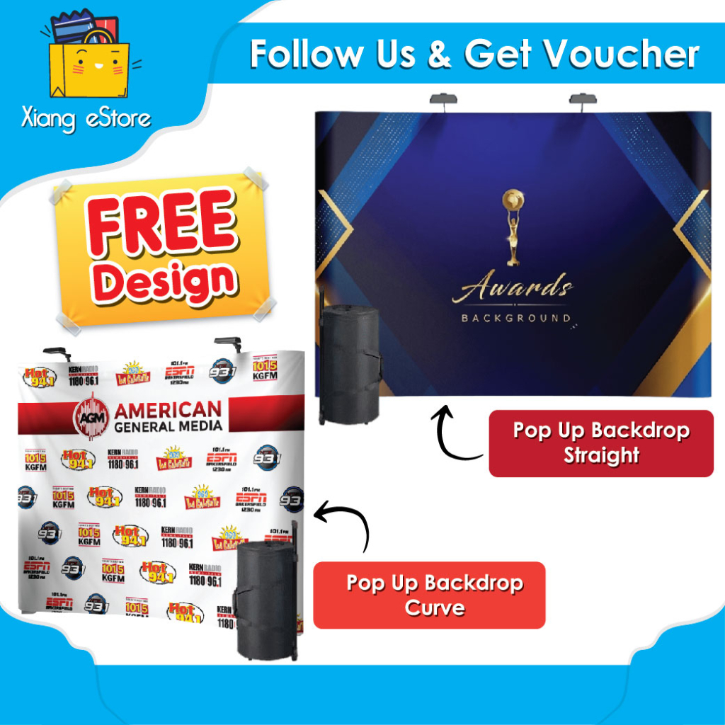 Pop Up Backdrop Curve/Straight (Printing With FREE Design) | Shopee ...