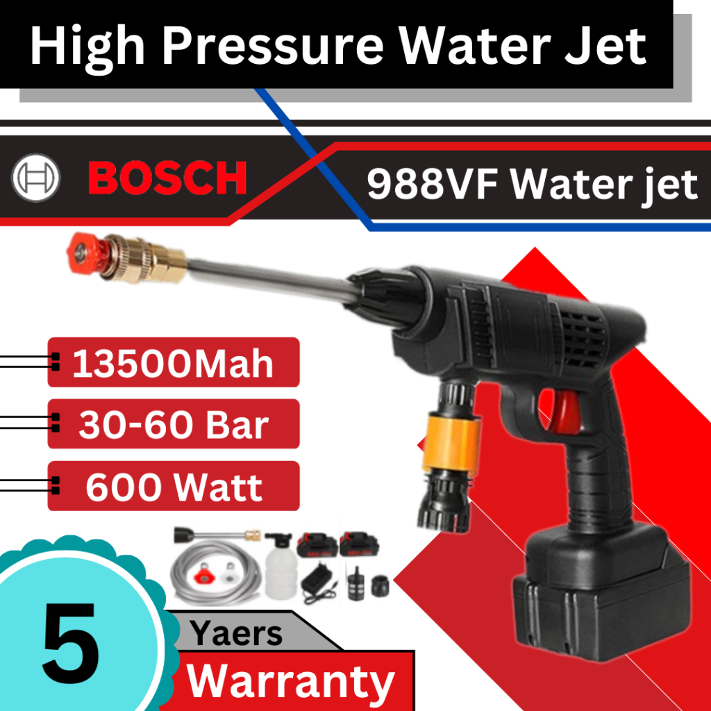 BOSCH 988VF Cordless Water Jet Portable Car Wash High Pressure Water Jet Gun Machine Cleaner Air ...