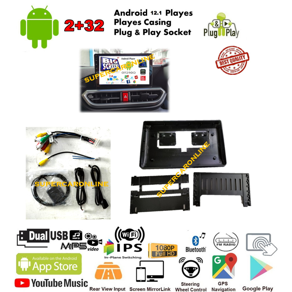 PERODUA AXIA 2023 (SLIM) android player 10 inch PLUG N PLAY with OEM ...