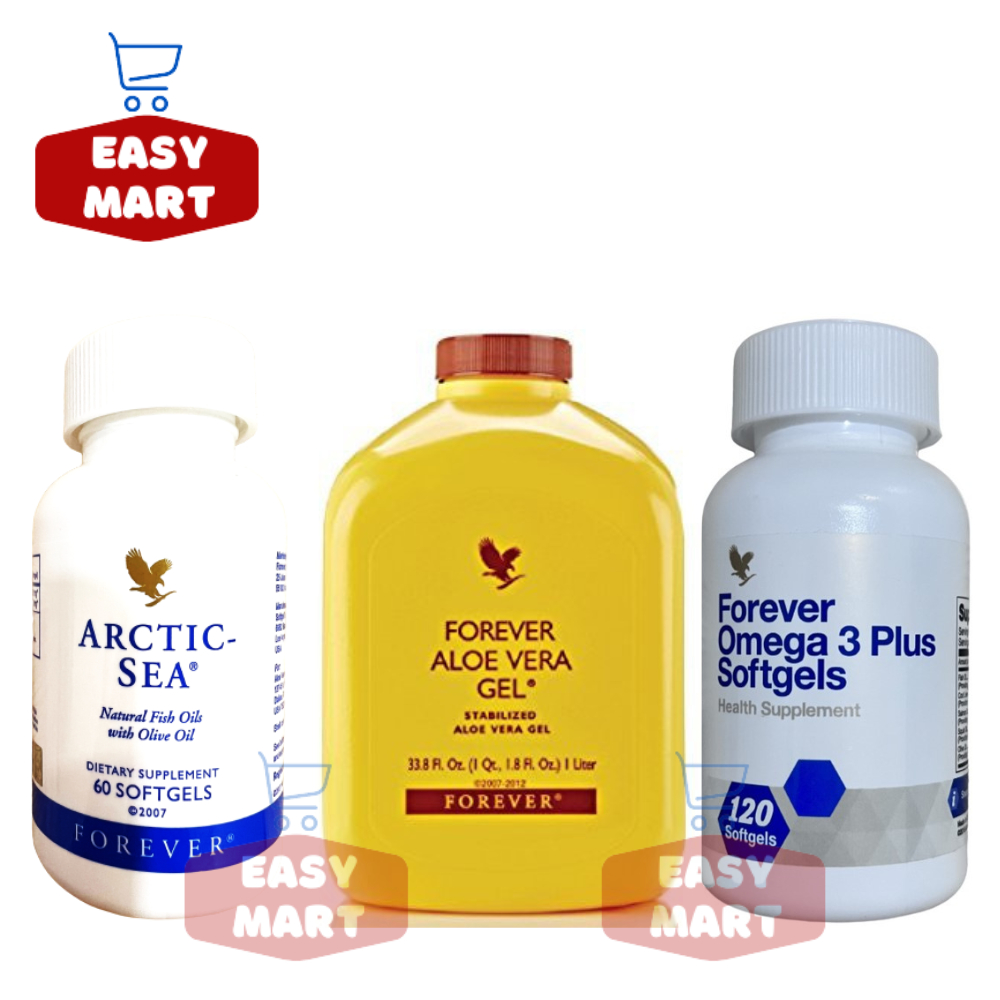 FOREVER LIVING ALOE VERA GEL 1LITRE / ARCTIC SEA NATURAL FISH OIL WITH OLIVE OIL 60SOFTGELS ...