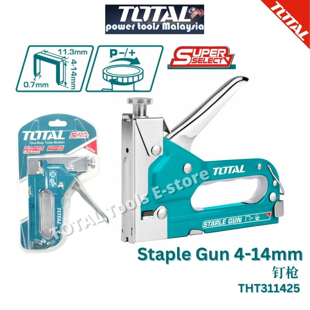 TOTAL Staple Gun ( Adjustable Driving Force ) D-Type Staples : 11.3mm ...