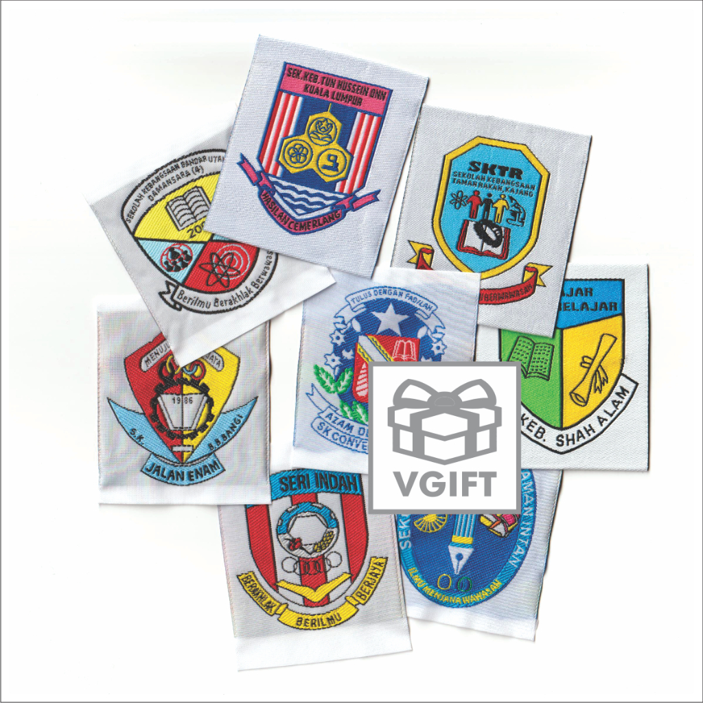 (500pcs) Lencana Sekolah - Kain Bertenun | CUSTOM MAKE LOGO (Polyester ...