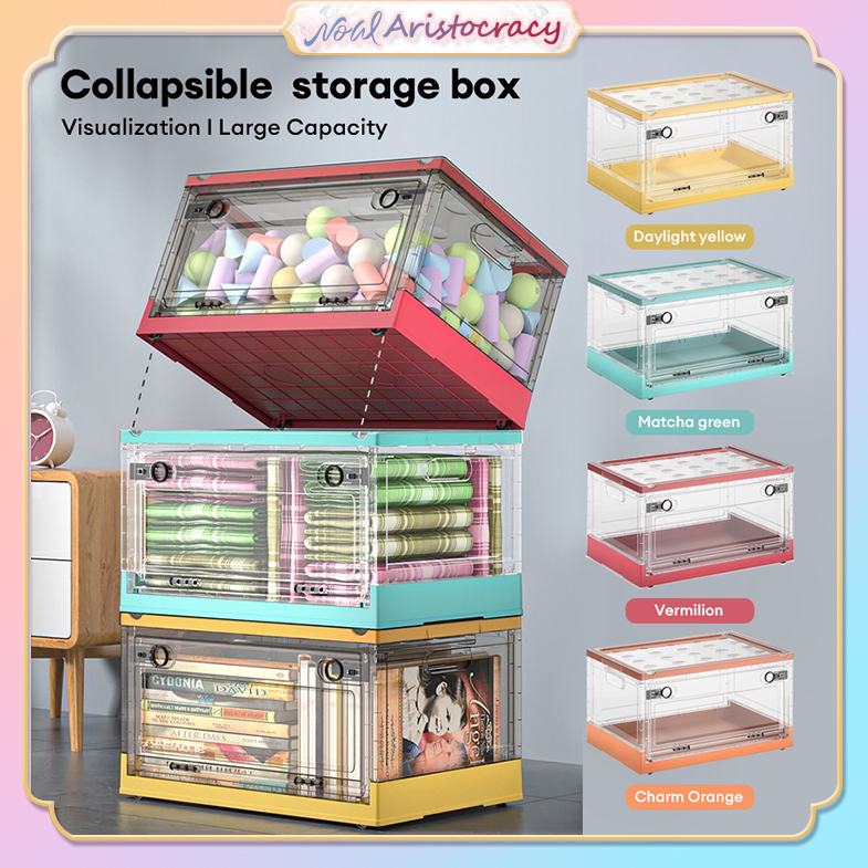 Folding storage box Have pulleys Multifunctional stackable box ...