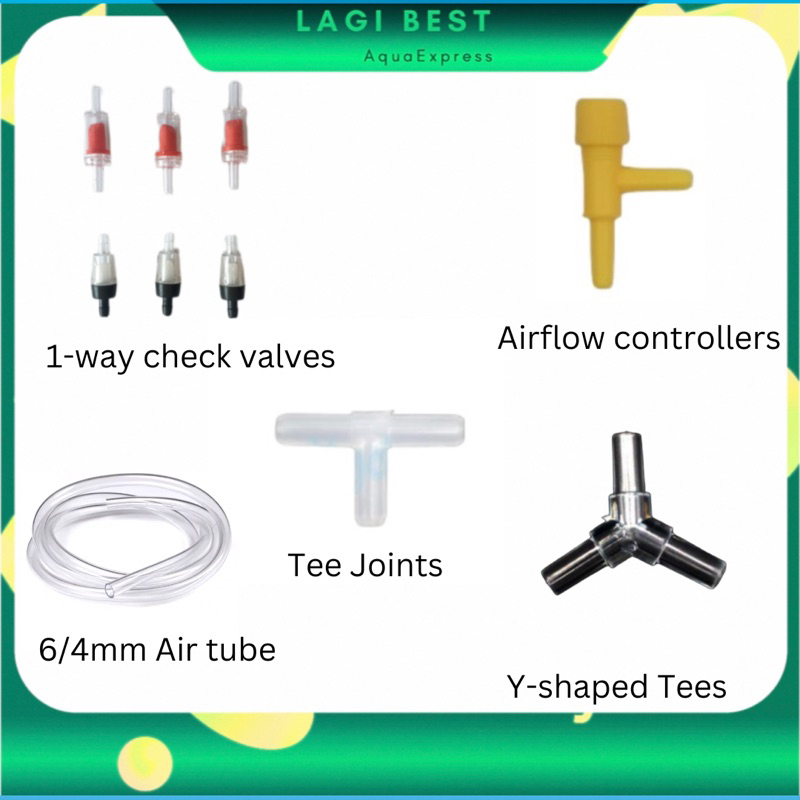 Aquarium Air pump tubing one way check valves T- joints Y-shaped Tees ...